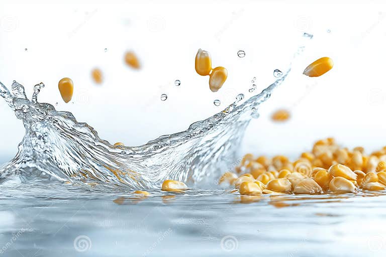 Water Splashing on Fresh Corn Kernels Stock Illustration - Illustration ...