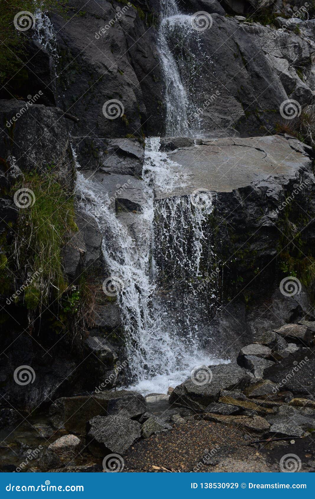 Water Splashing Off Rocks with Green Moss Stock Image - Image of stone ...