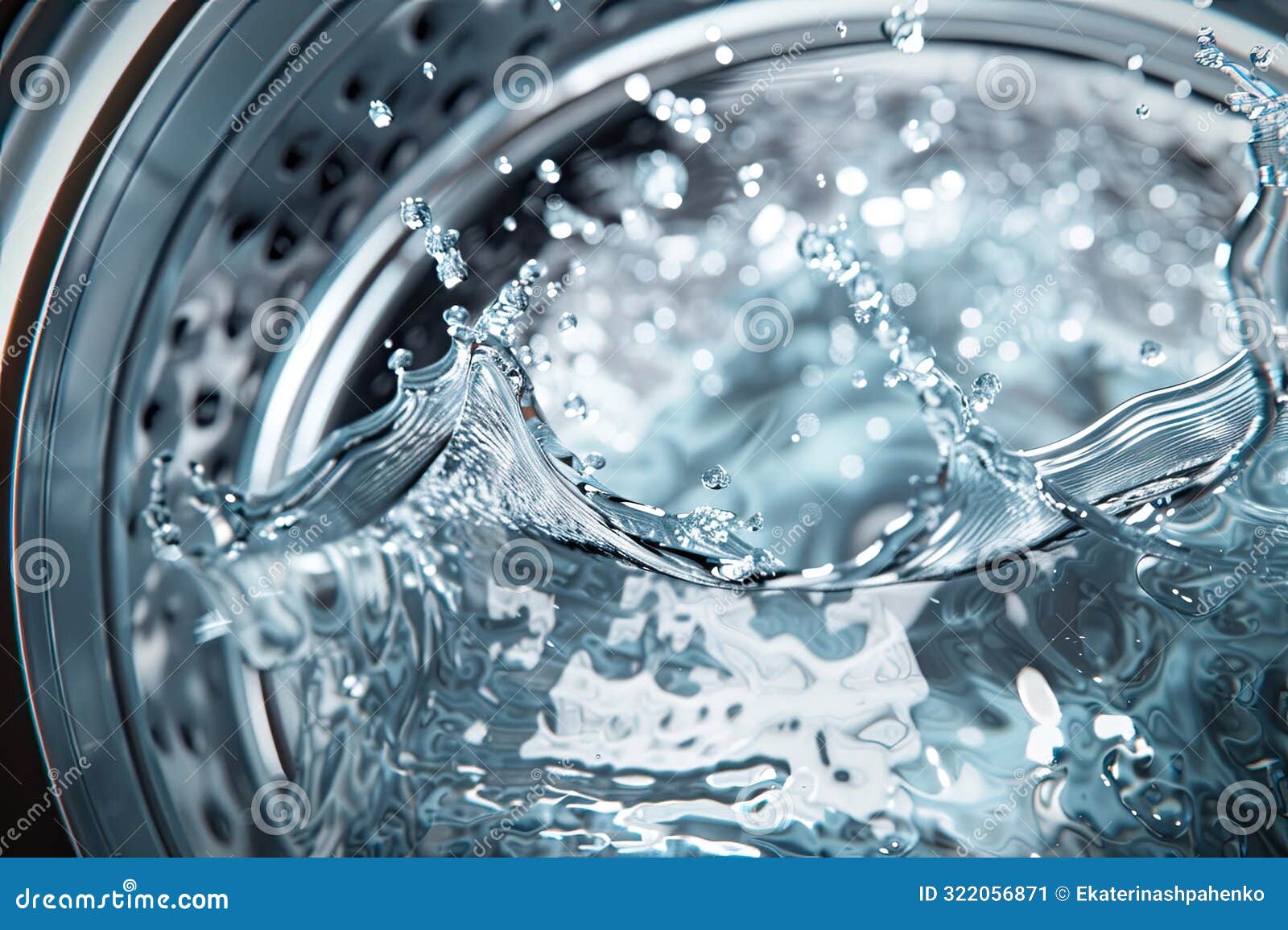 Water Splashing Out of the Washing Machine Drum, in a Closeup View ...