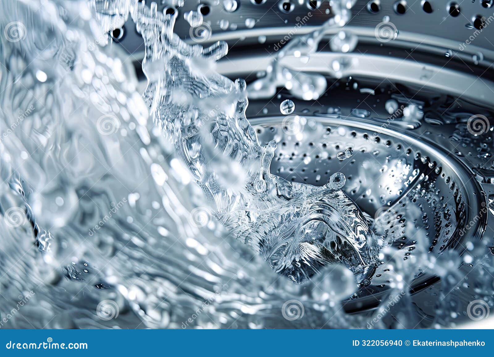 Water Splashing Out of the Washing Machine Drum, in a Closeup View ...