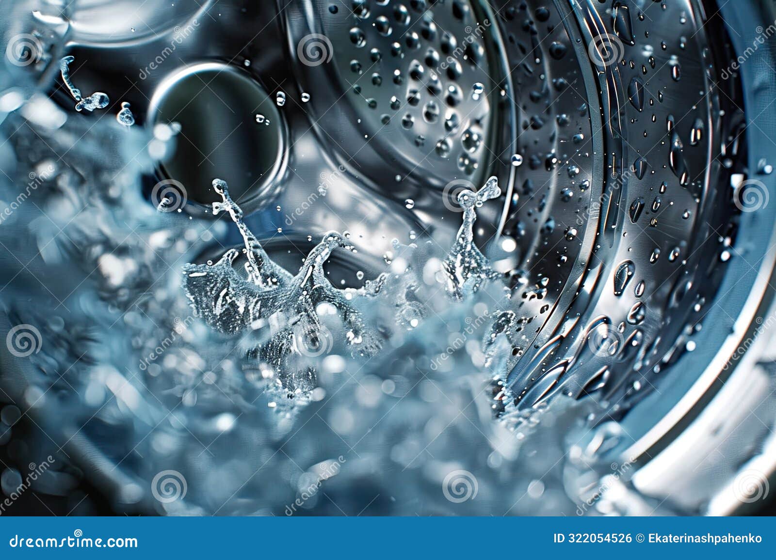 Water Splashing Out of the Washing Machine Drum, in a Closeup View ...
