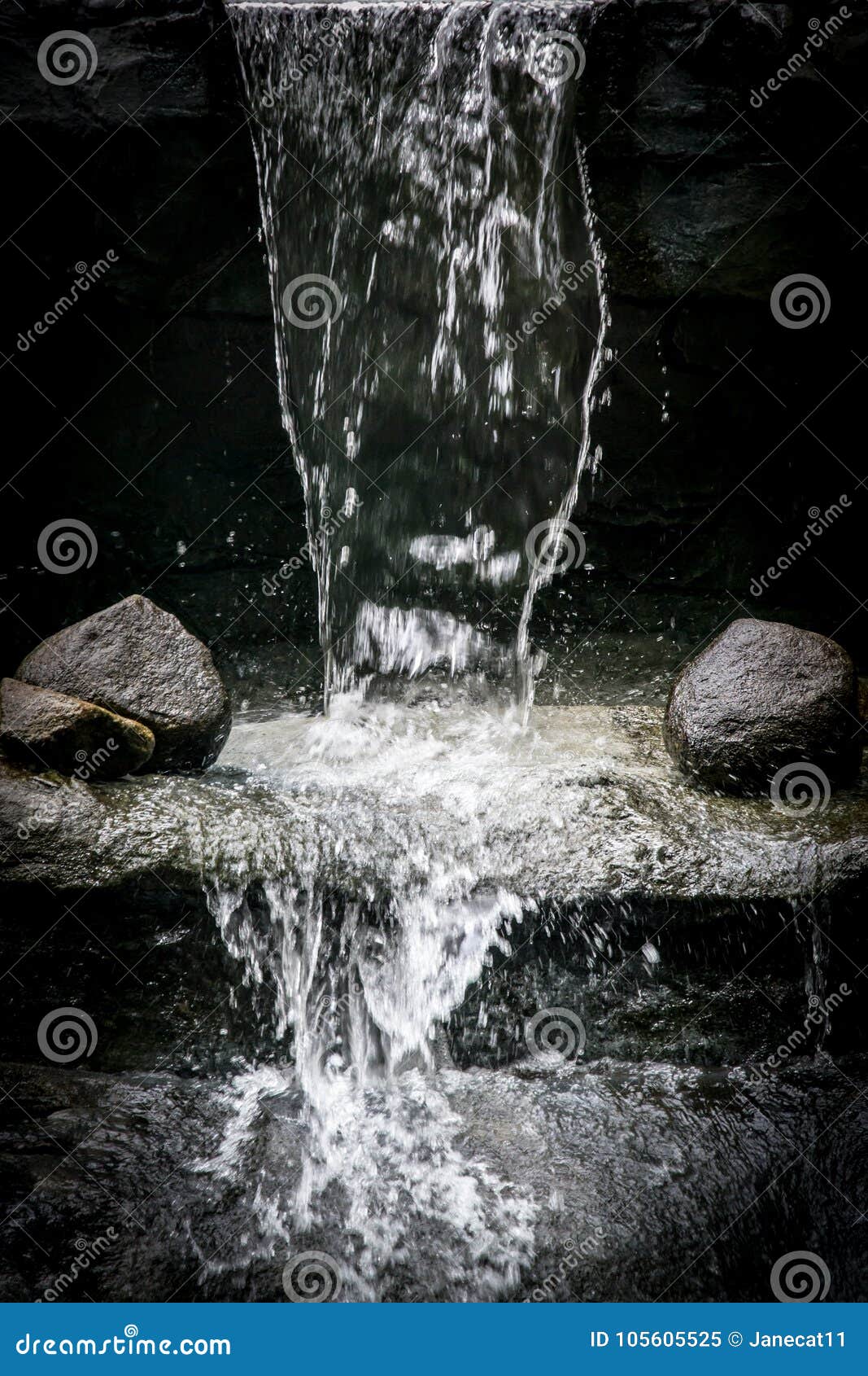 Water Splashing between Two Rocks Under a Waterfall Stock Image - Image ...