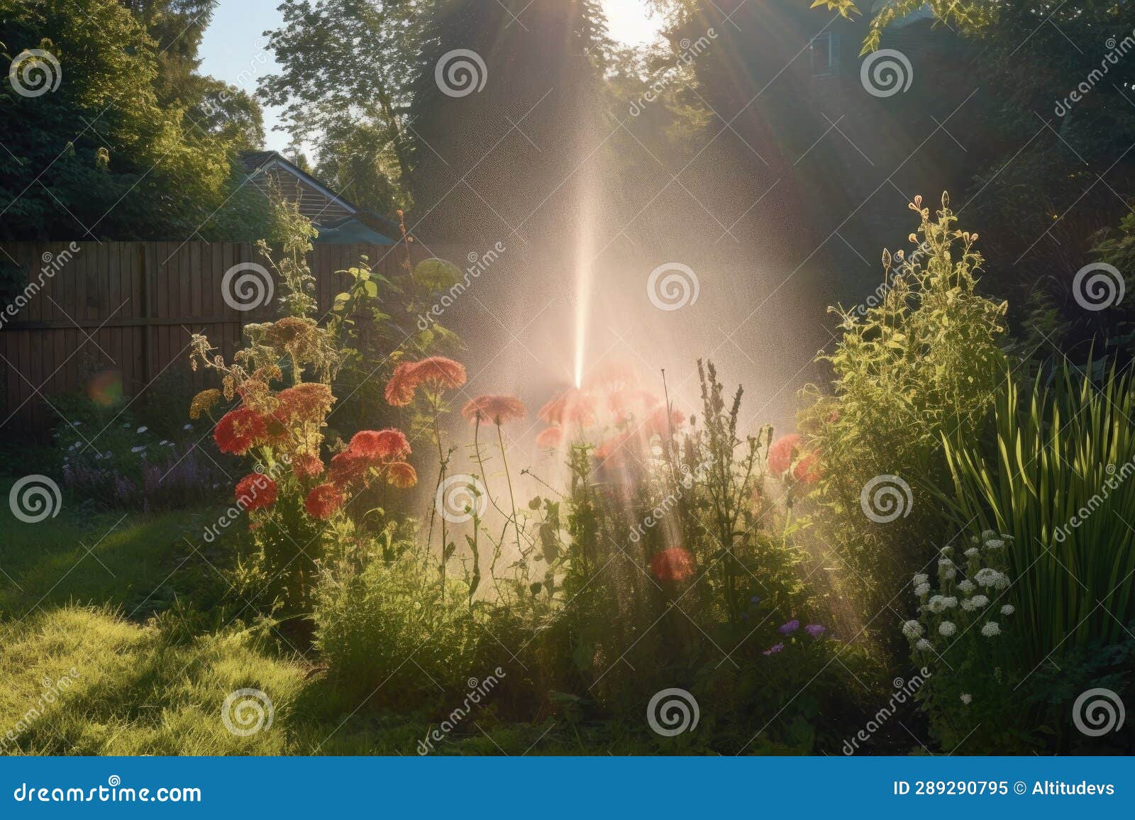 Water Spray Creating a Rainbow in Sunlight Stock Image - Image of ...