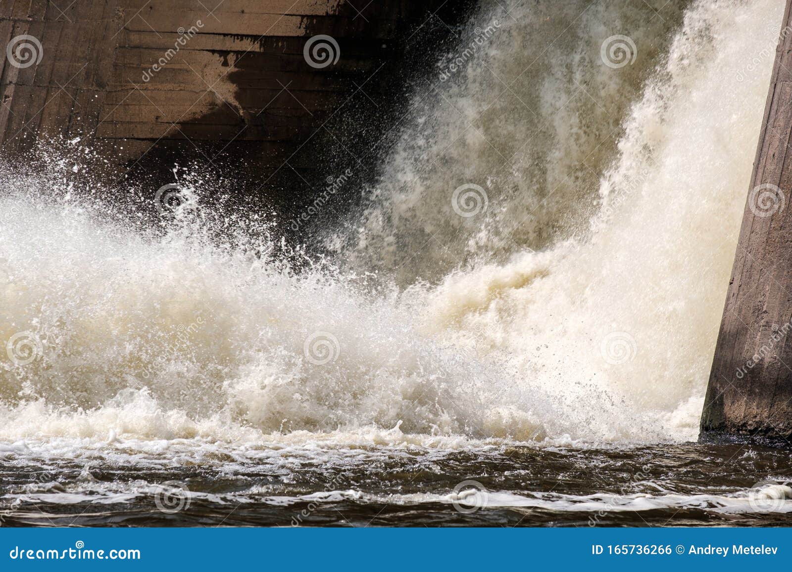 Water Spray and Foam from Falling through a Lock in a Dam on the River ...