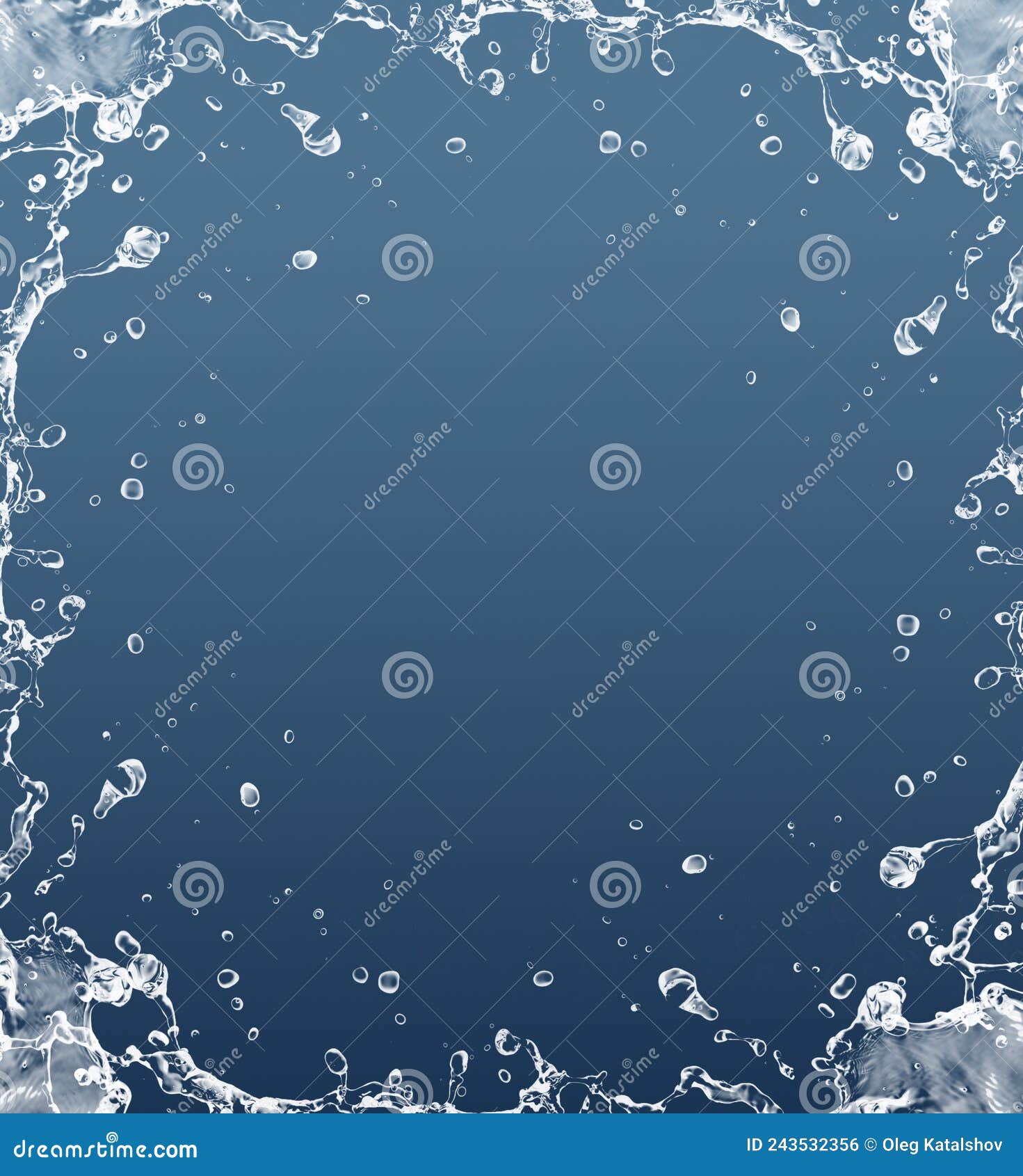 Water Spray Frame for Design. Square Frame on the Edges of Splashes of ...