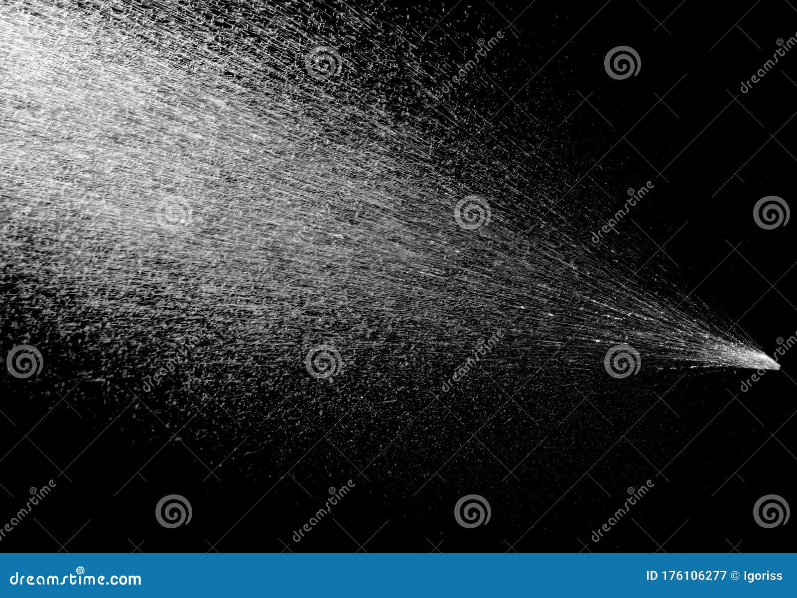 Water Spray Stream on Black Background Stock Image - Image of refresh ...