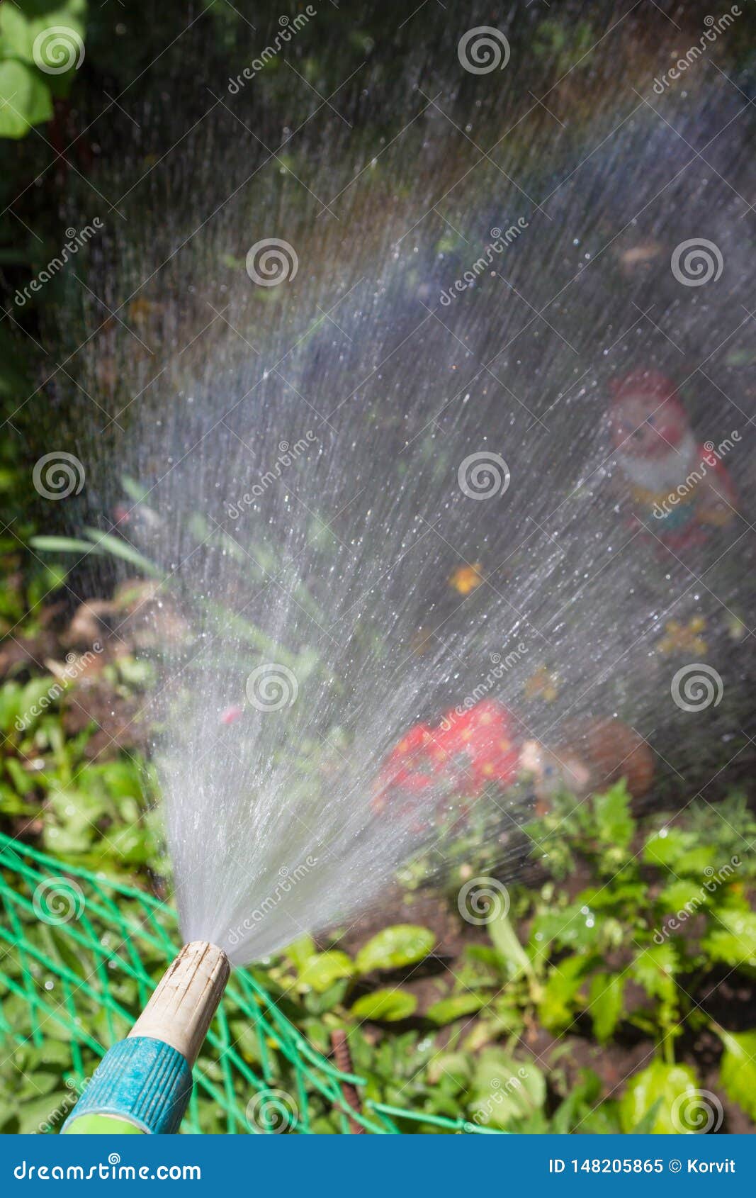 Sprayed water from a hose stock image. Image of background - 148205865