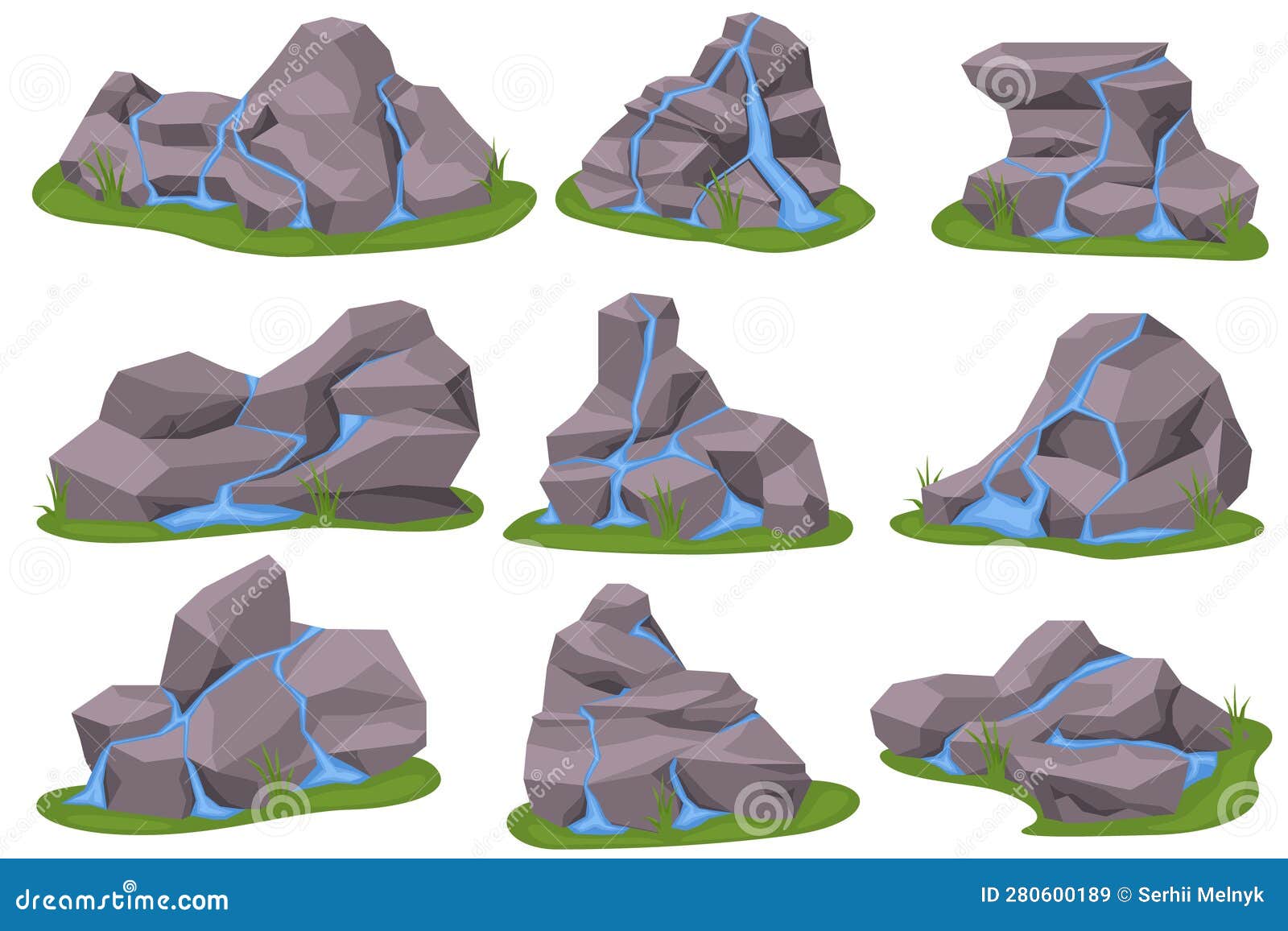 Cracked stone with water stock illustration. Illustration of ...