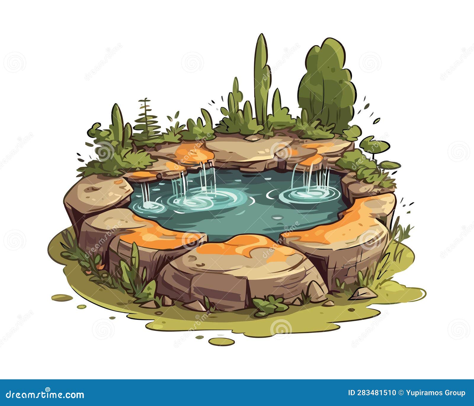 Water Spring with Plants, Isolated Design Stock Vector - Illustration ...