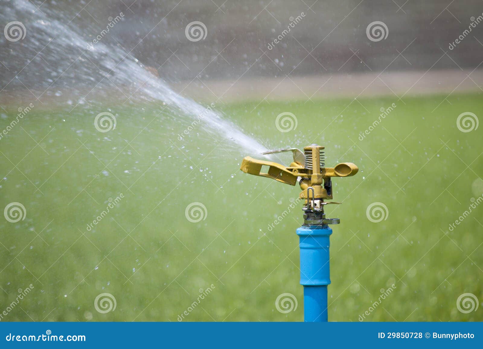 Water Springer Plants Working In Agricultural Farm. Irrigation System ...