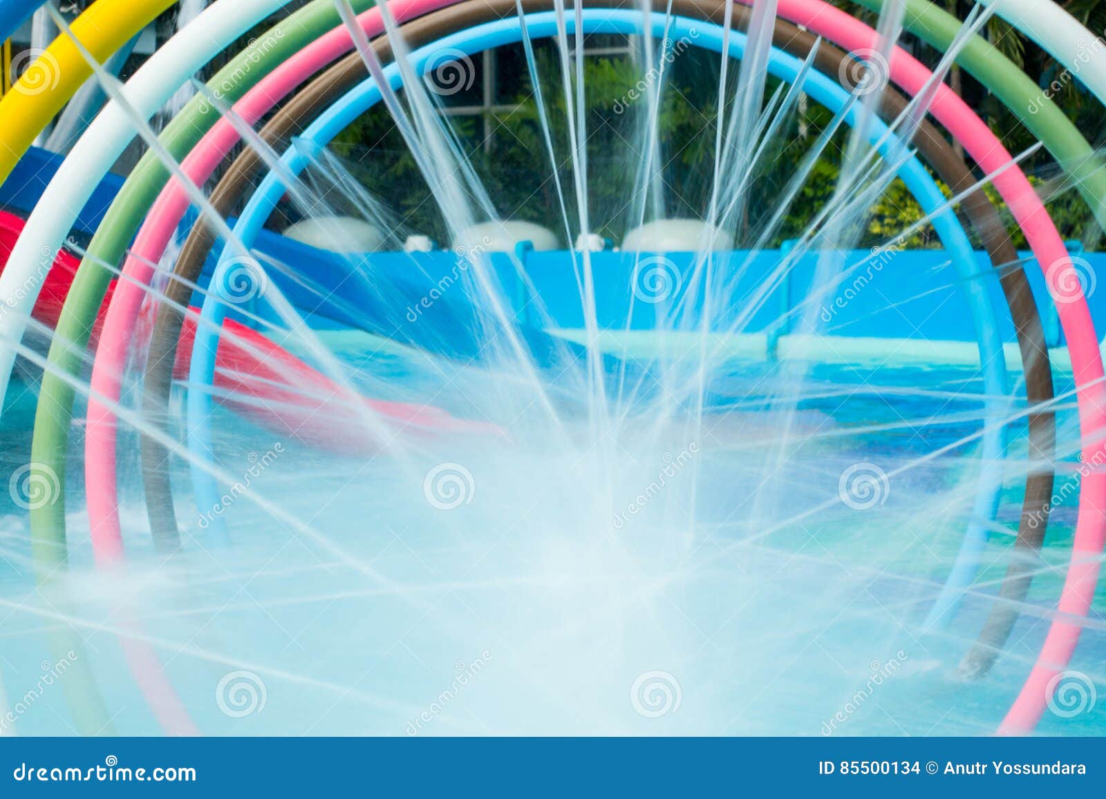 Water Springle Splash Colorful Ring Tunnel Stock Photo - Image of ...