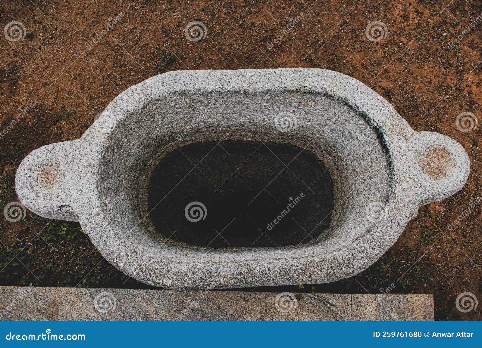 Water Storage Basin Made of Stone,top View with Partially Filled Water ...