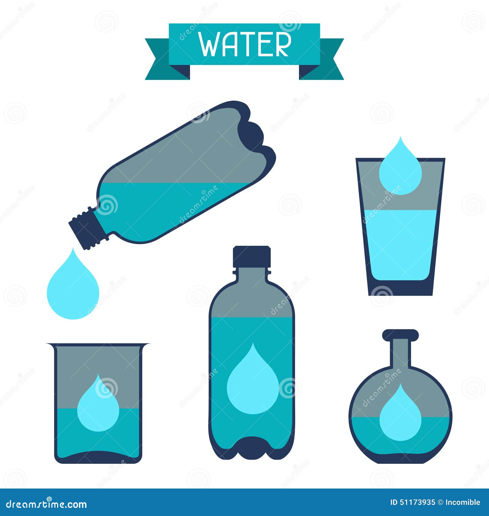 Water Storage Capacity Icons in Flat Design Style Stock Vector ...