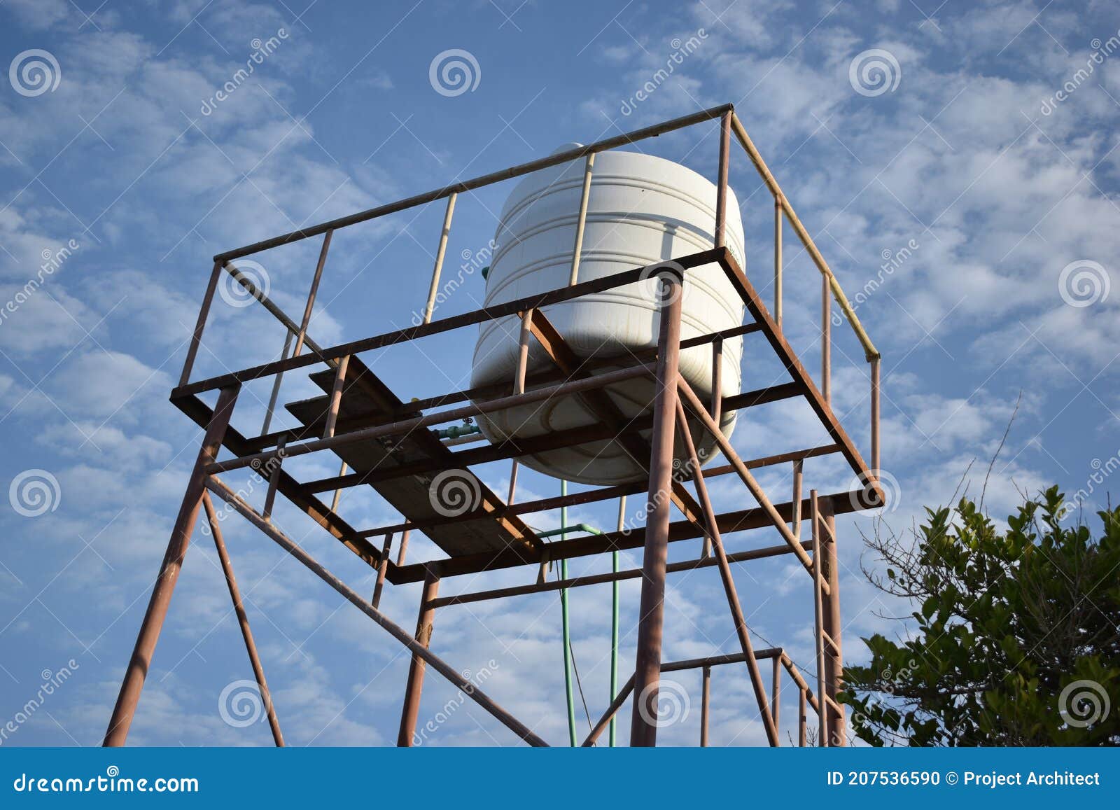 Water Storage Container on a Small Tower Stock Photo - Image of ...