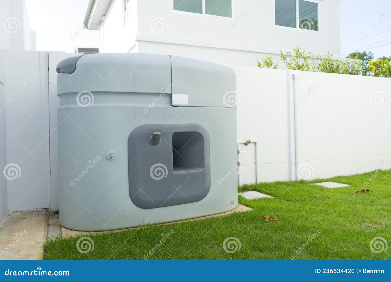 Water Storage Tank Outside the House Stock Photo - Image of drain ...