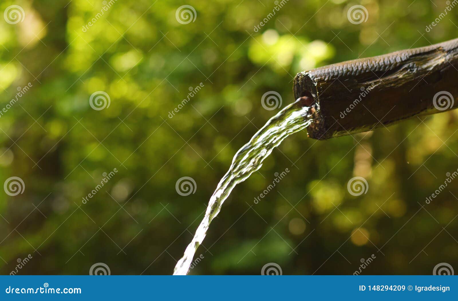 Water Stream in Wooden Pipe Stock Image - Image of nature, fresh: 148294209
