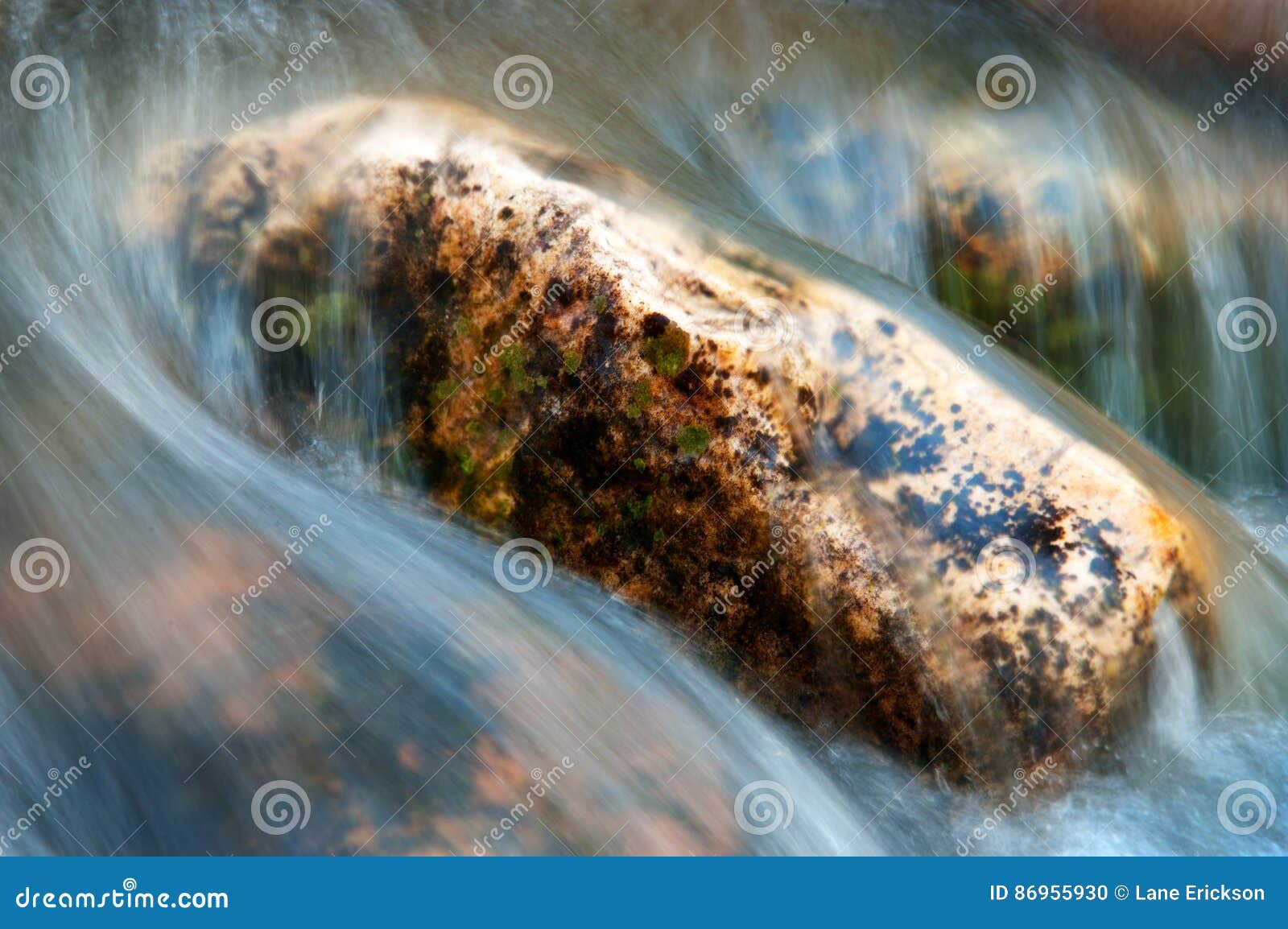 Water in Stream Creek Flowing Over Rocks Smooth Motion Stock Photo ...