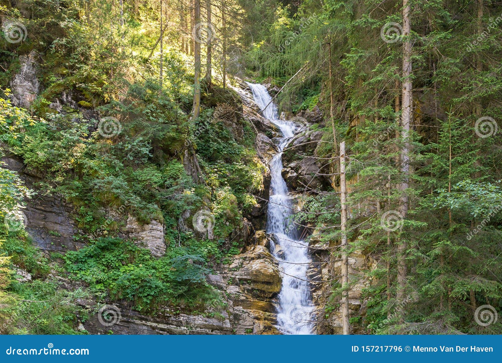 Scenic View of Waterfall in a Forest Stock Photo - Image of background ...