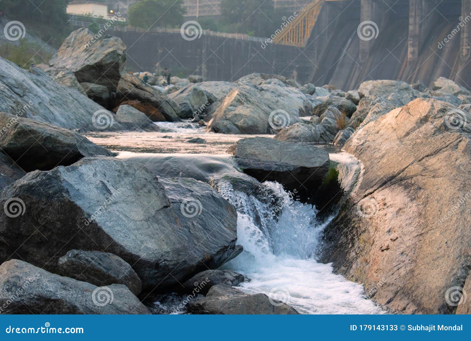Water Stream Flowing between the Rocks in Maithon Dam Stock Image ...