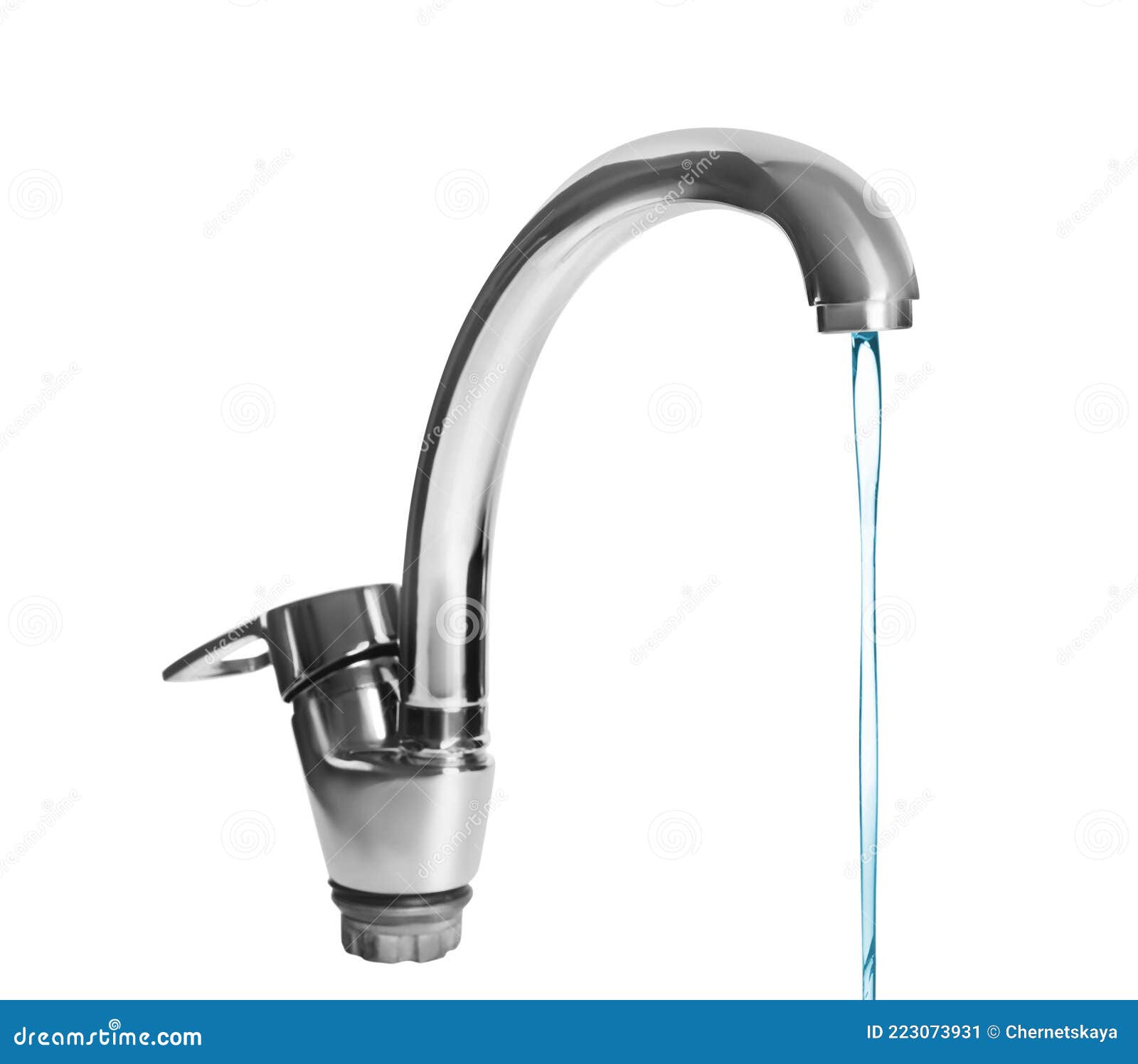 Water Stream Flowing from Tap on White Background Stock Image - Image ...