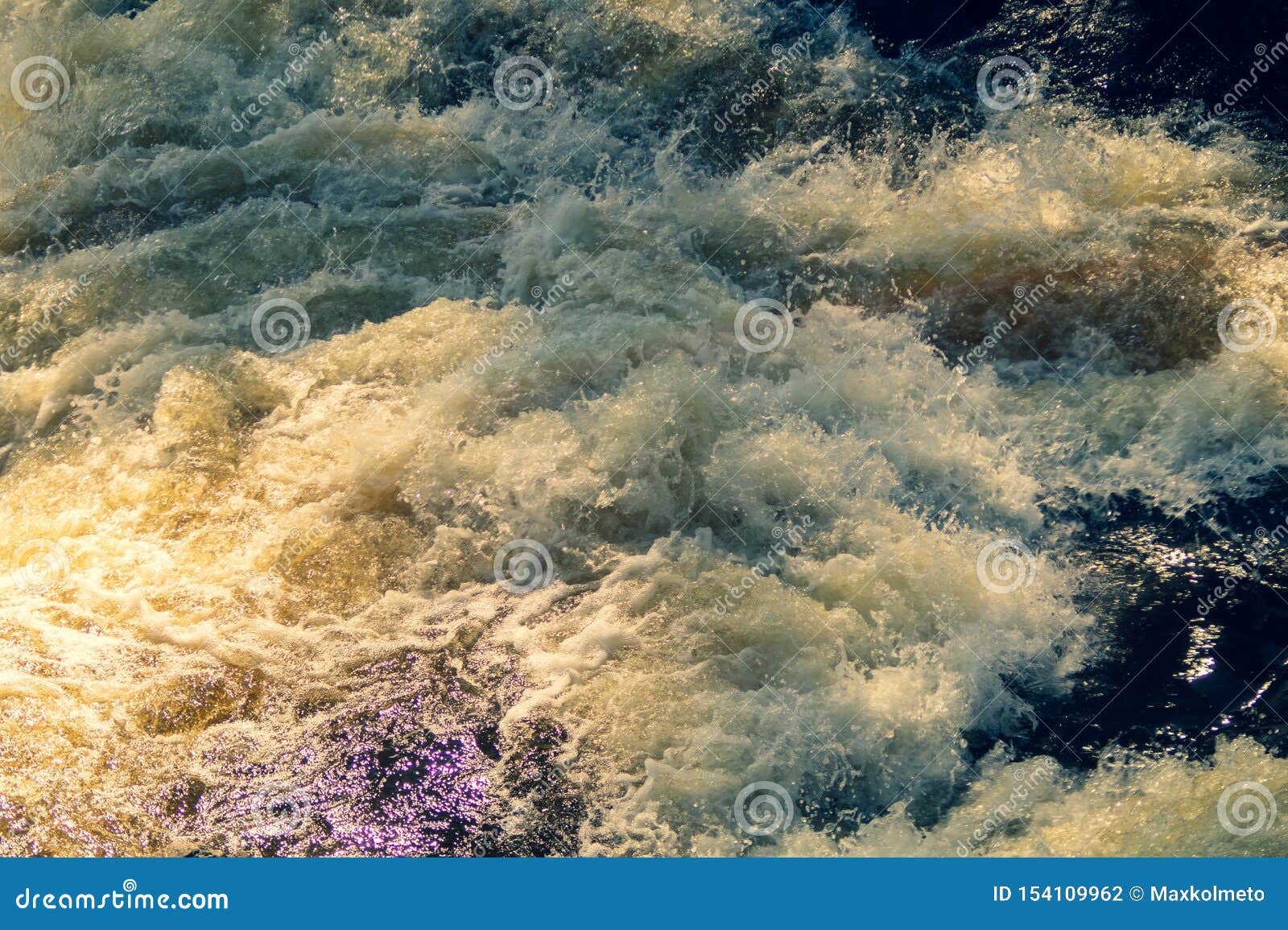 Water Stream with Foam. Falling River Water. Waterfall Flow. Abstract ...
