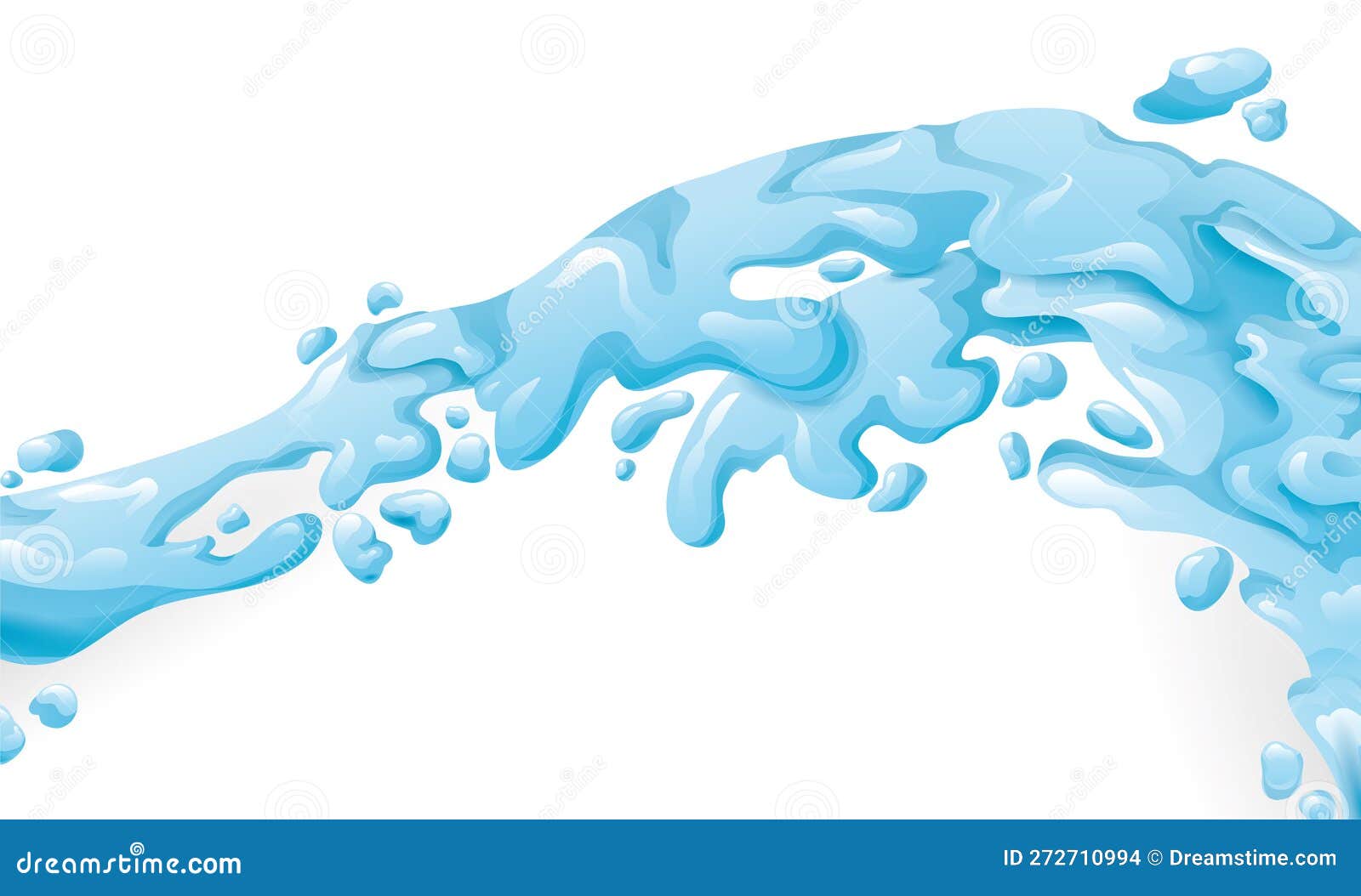 Water Stream in Horizontal Position on White Background, Vector ...