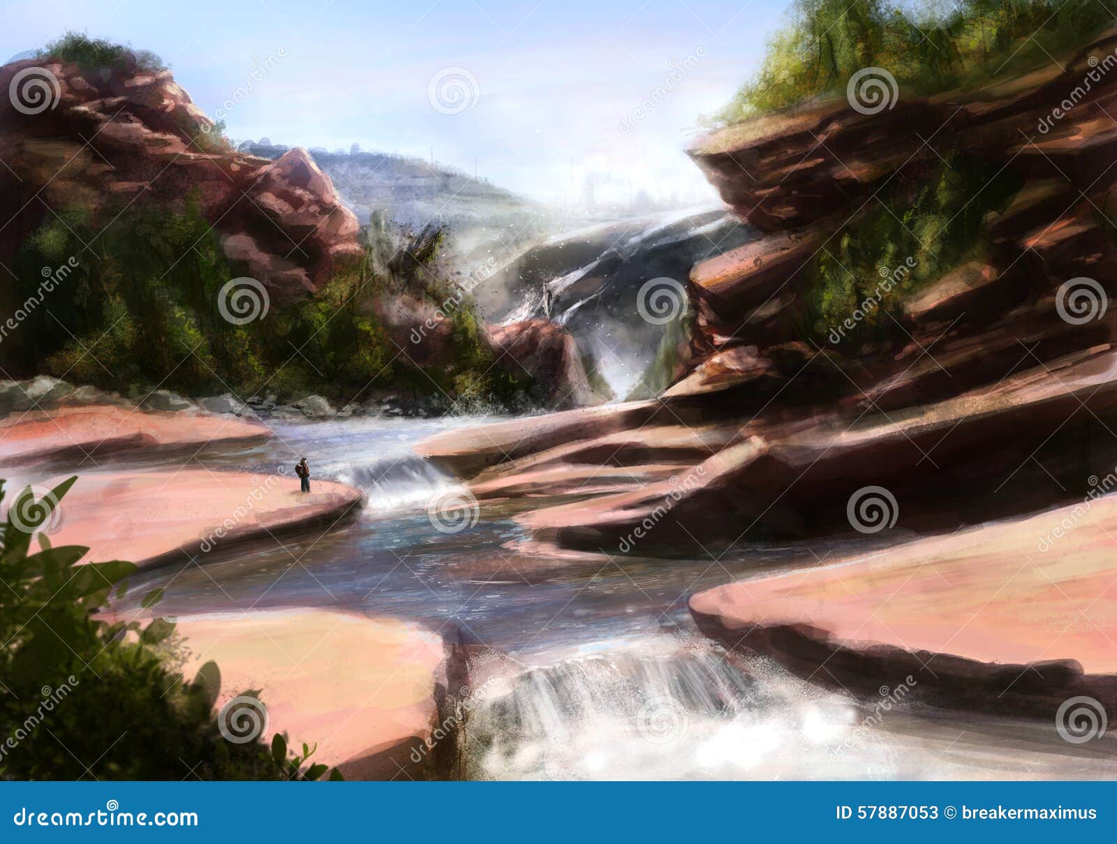 Water Stream Effect In Form Of Round Circles Vector Illustration ...