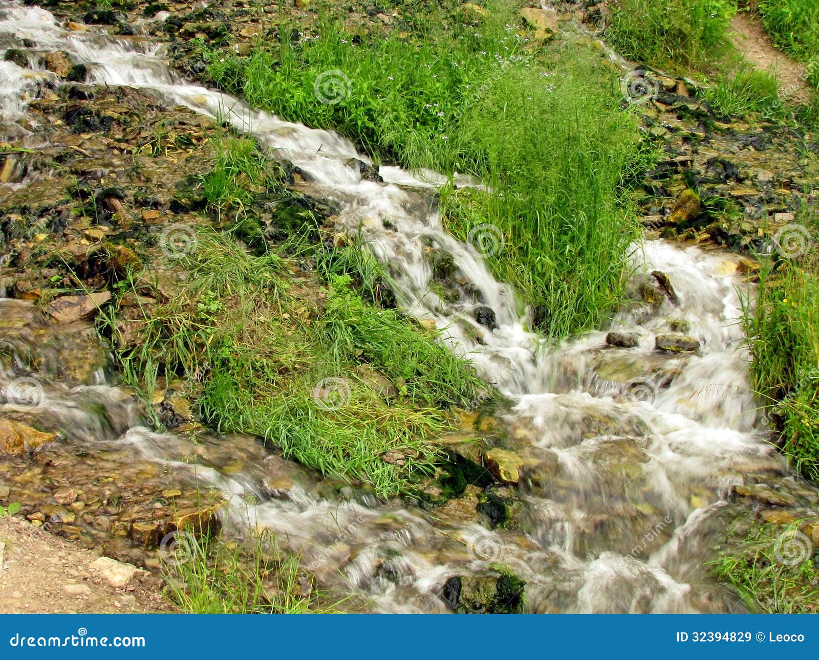 Water stream stock image. Image of brook, refresh, grass - 32394829