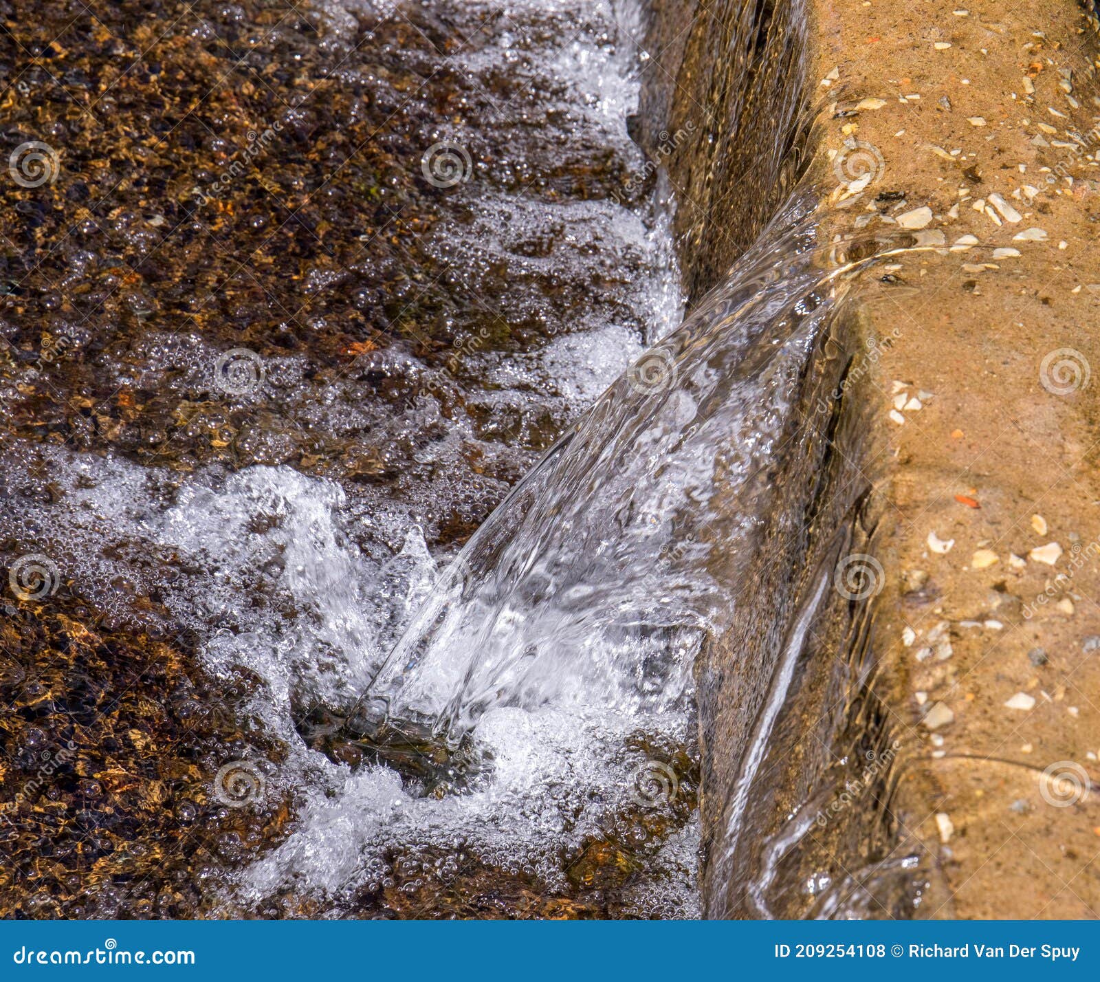 Water Flows Over a Low Wall Stock Photo - Image of backdrop, water ...