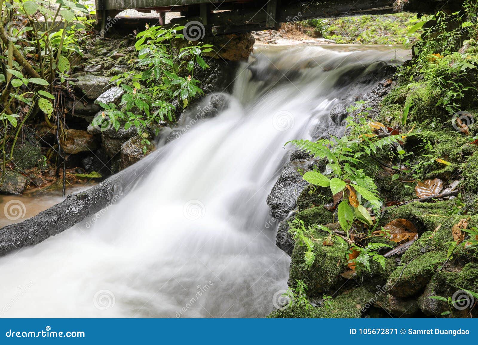 Water in Stream is Small Waterfall. Stock Image - Image of cascade ...