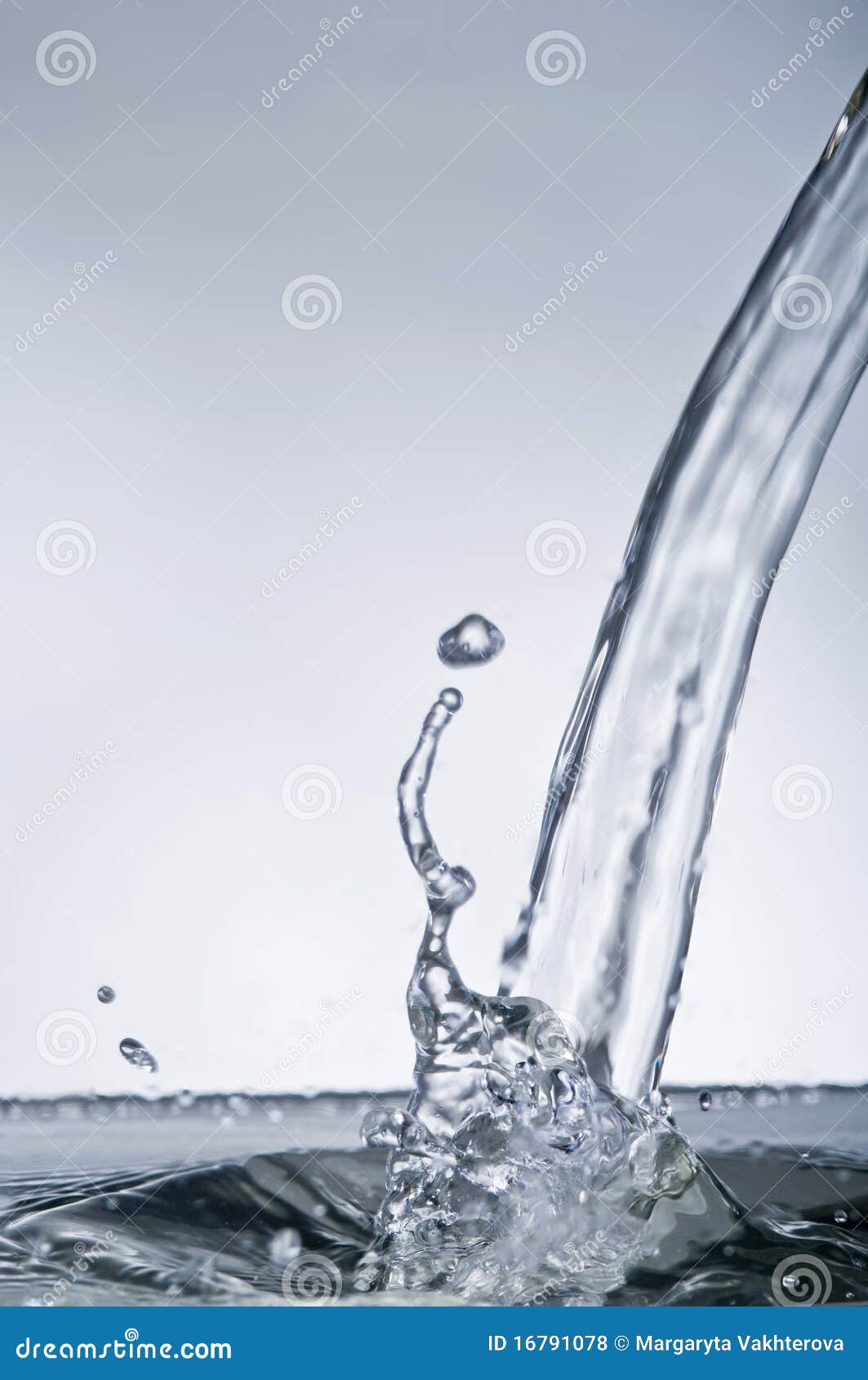 Water Stream with Splash on Blue Stock Photo - Image of abstract ...