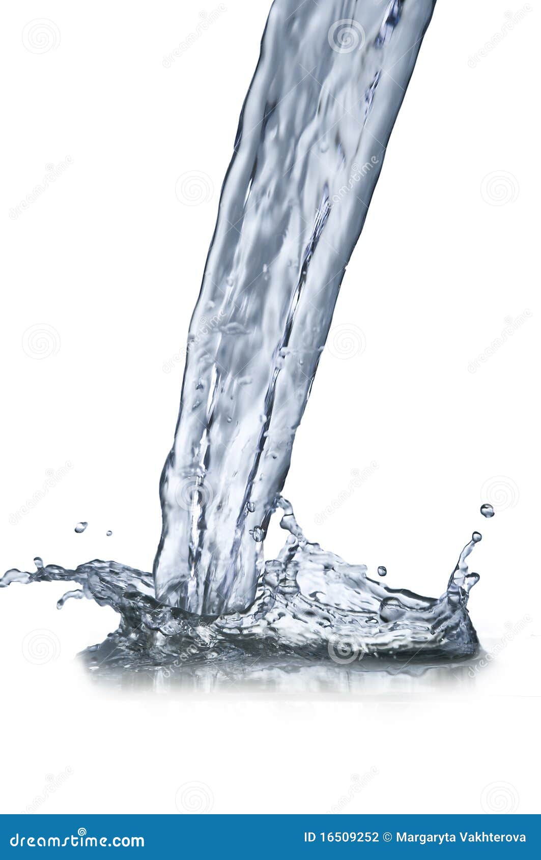 Water Stream with Splash on White Stock Photo - Image of healthy ...