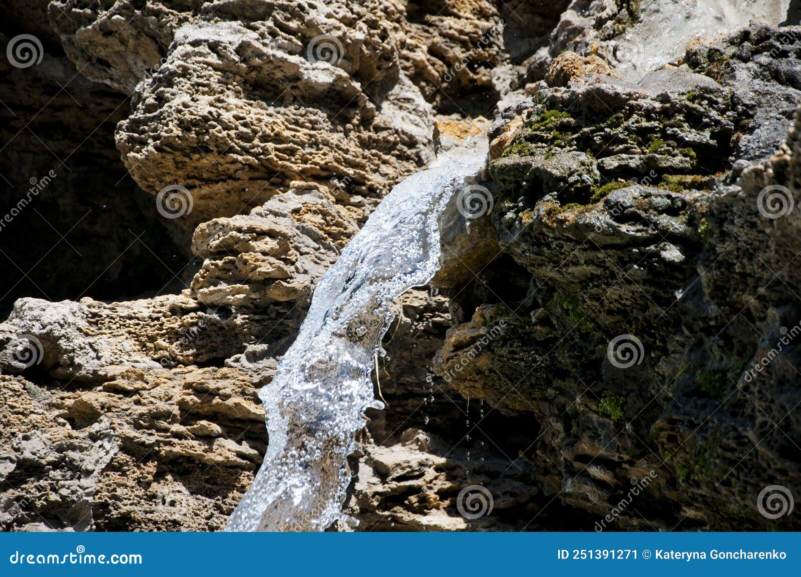 Water Stream Steep Falling Over Rocky Ledge, Waterfall Stock Image ...
