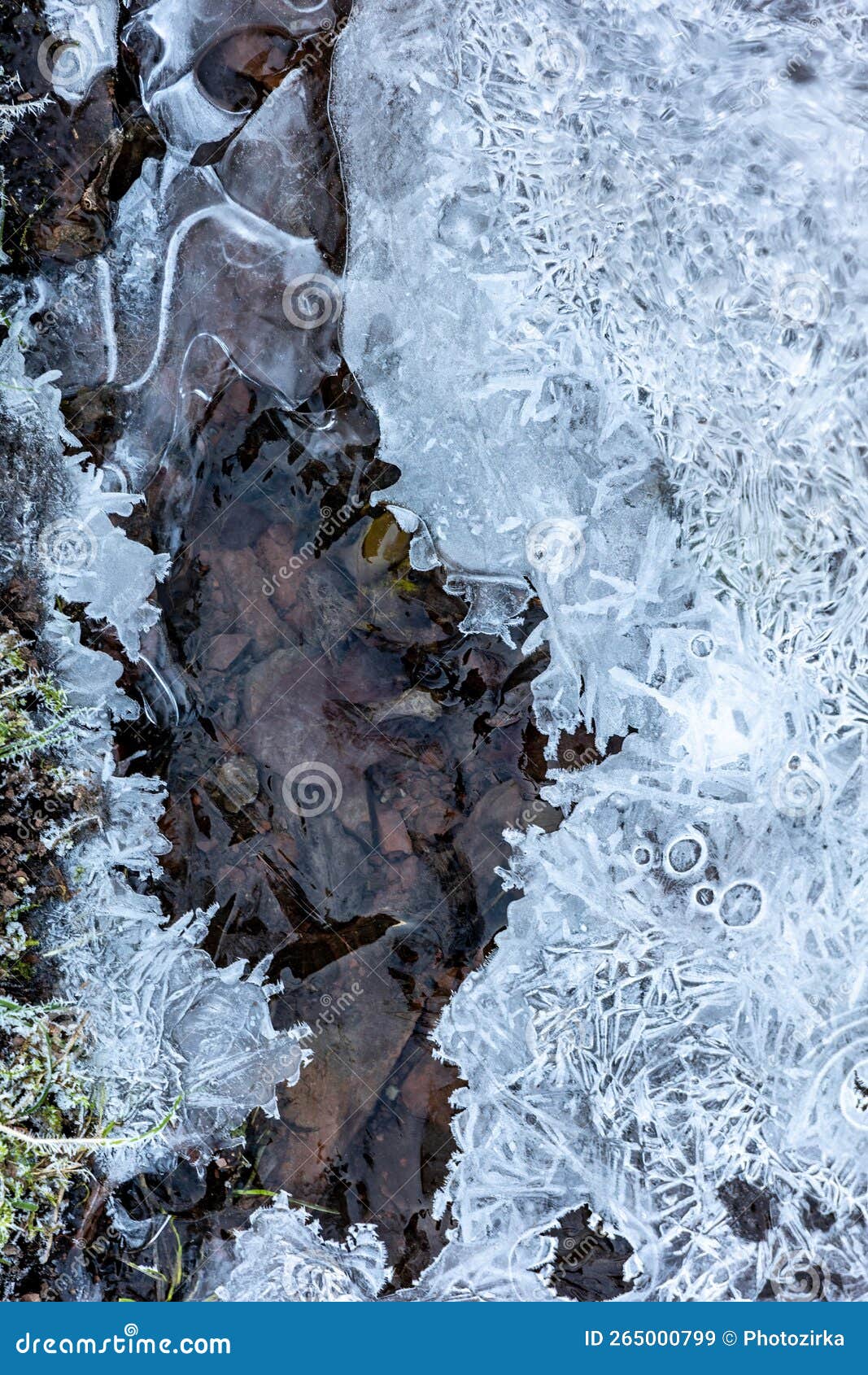 Water stream under ice stock image. Image of outdoor - 265000799