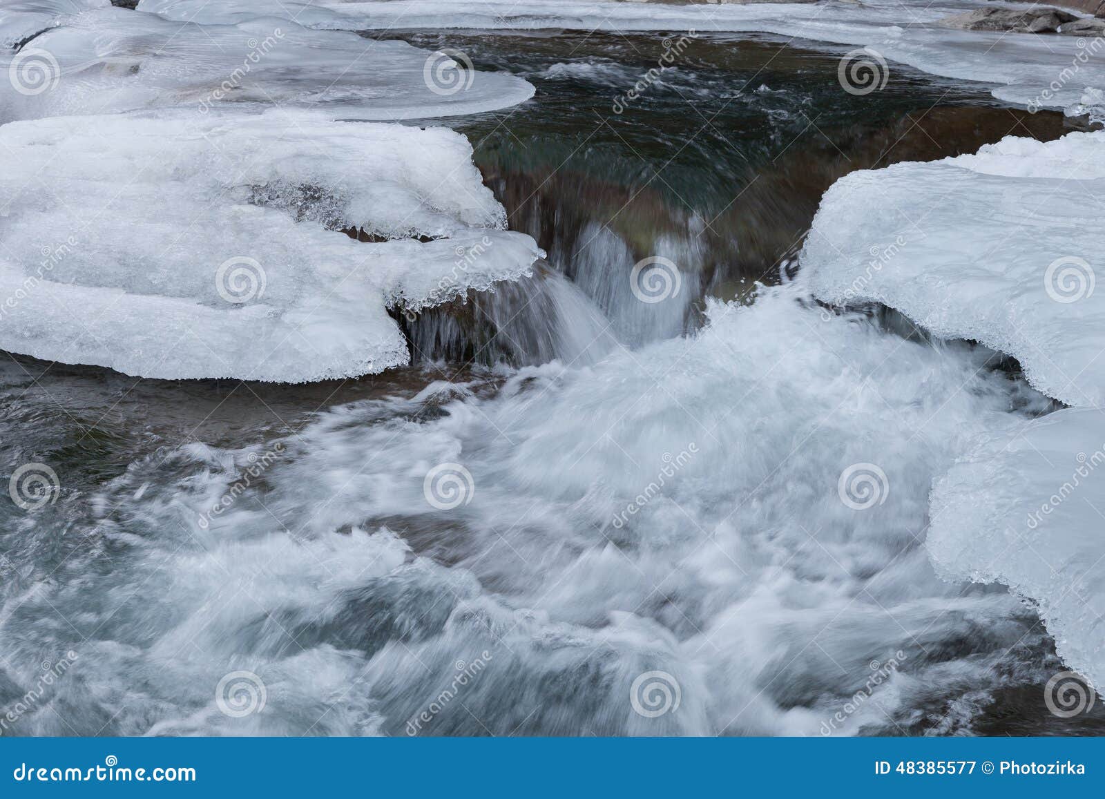 Water stream under ice stock image. Image of froth, glacier - 48385577