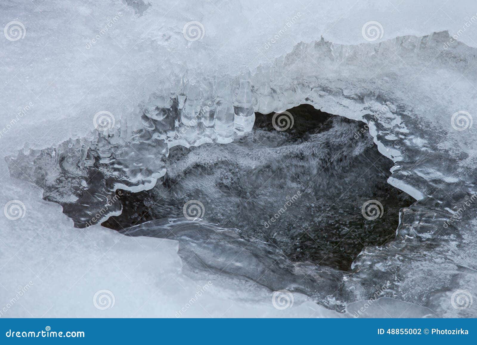 Water stream under ice stock photo. Image of natural - 48855002