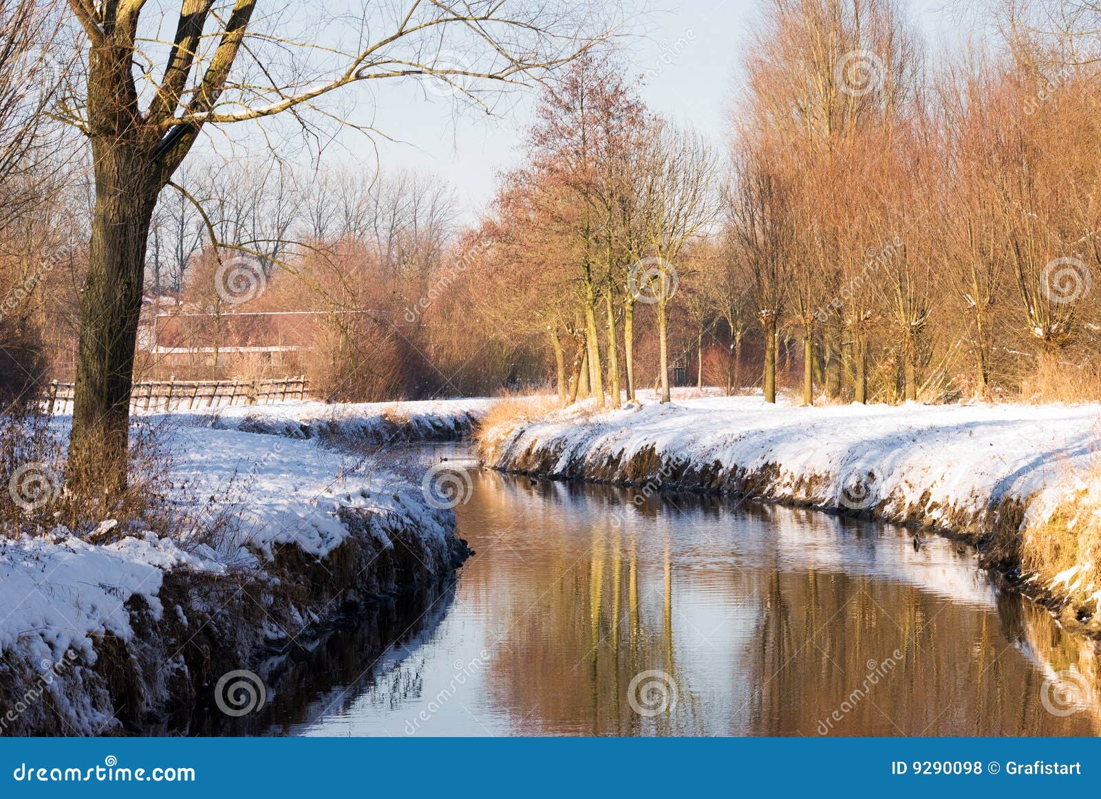 Water Stream in Winter Landscape Stock Photo - Image of clear, tree ...
