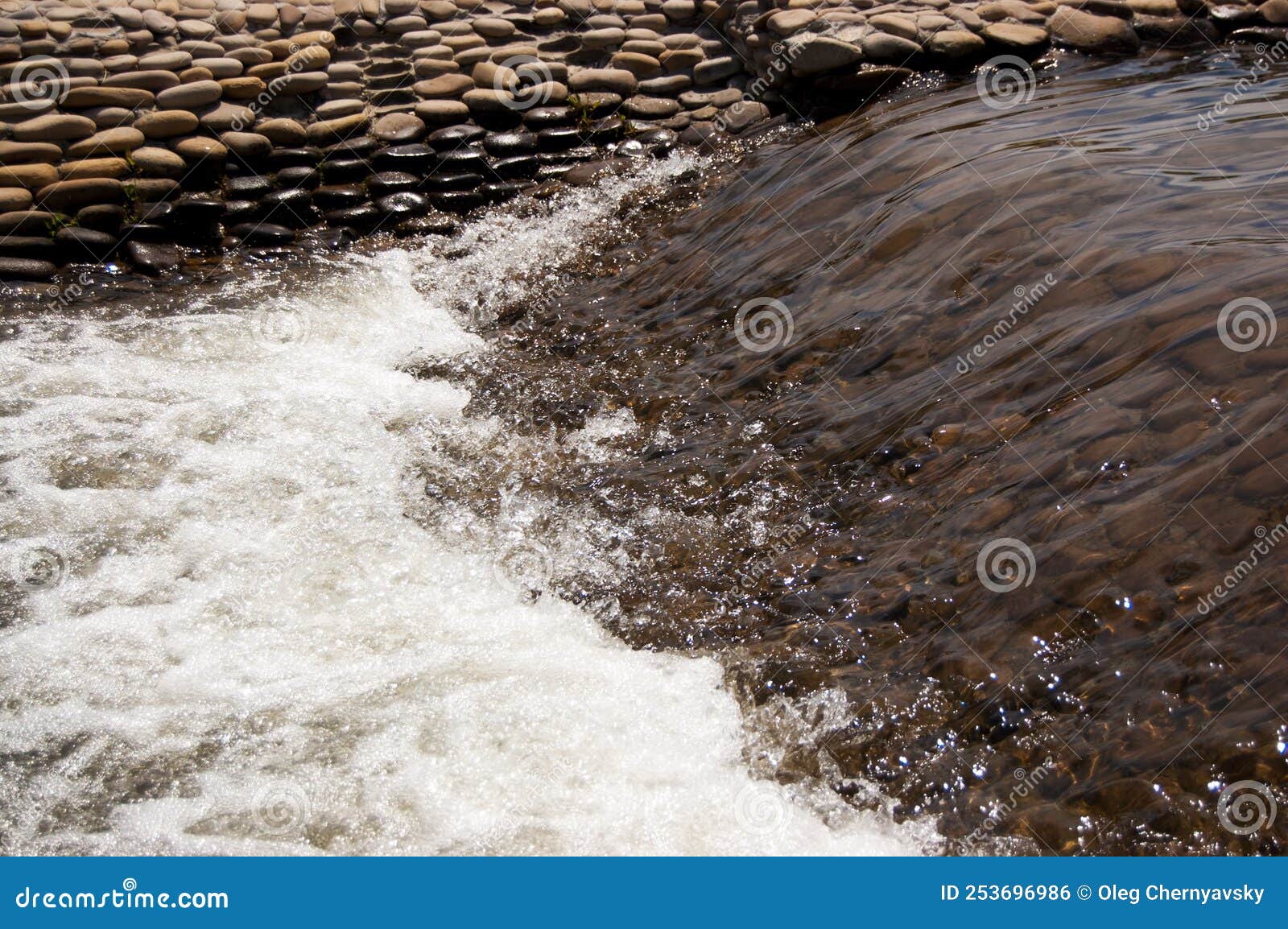 Water Streams of an Artificial Stream among Pebbles Stock Photo - Image ...