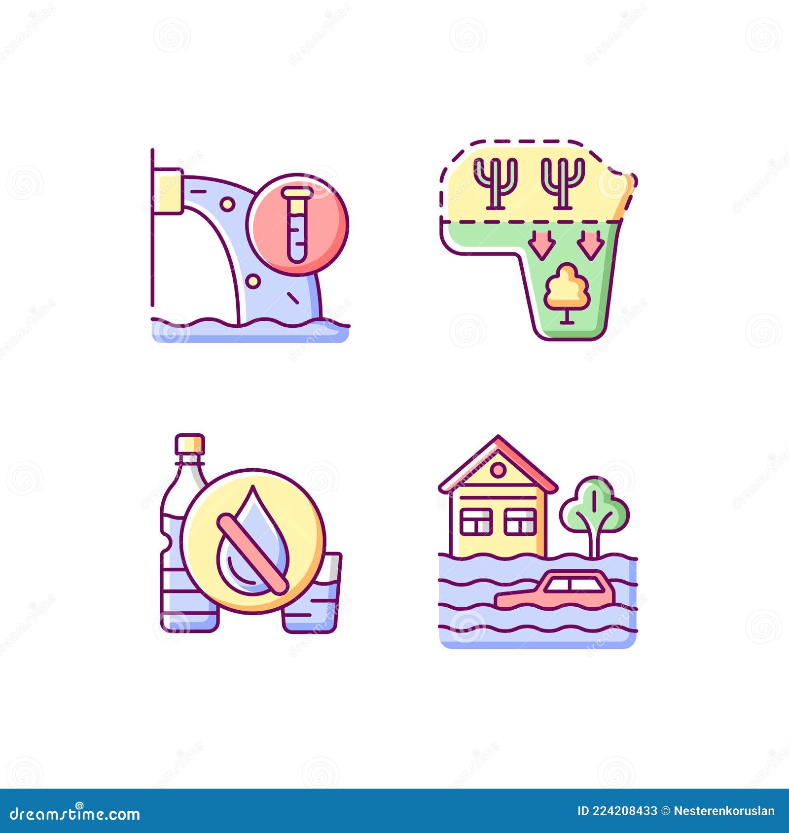 Water Stress RGB Color Icons Set Stock Vector - Illustration of issue ... Water Stress RGB Color Icons Set Stock Vector - Illustration of issue ...