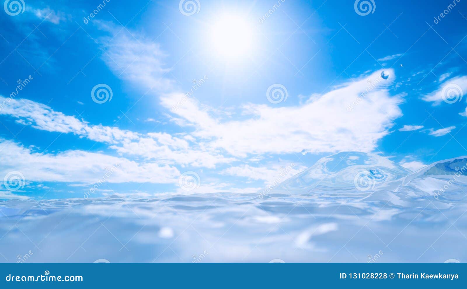 Water Sunlight and Blue Sky Background Stock Illustration ...