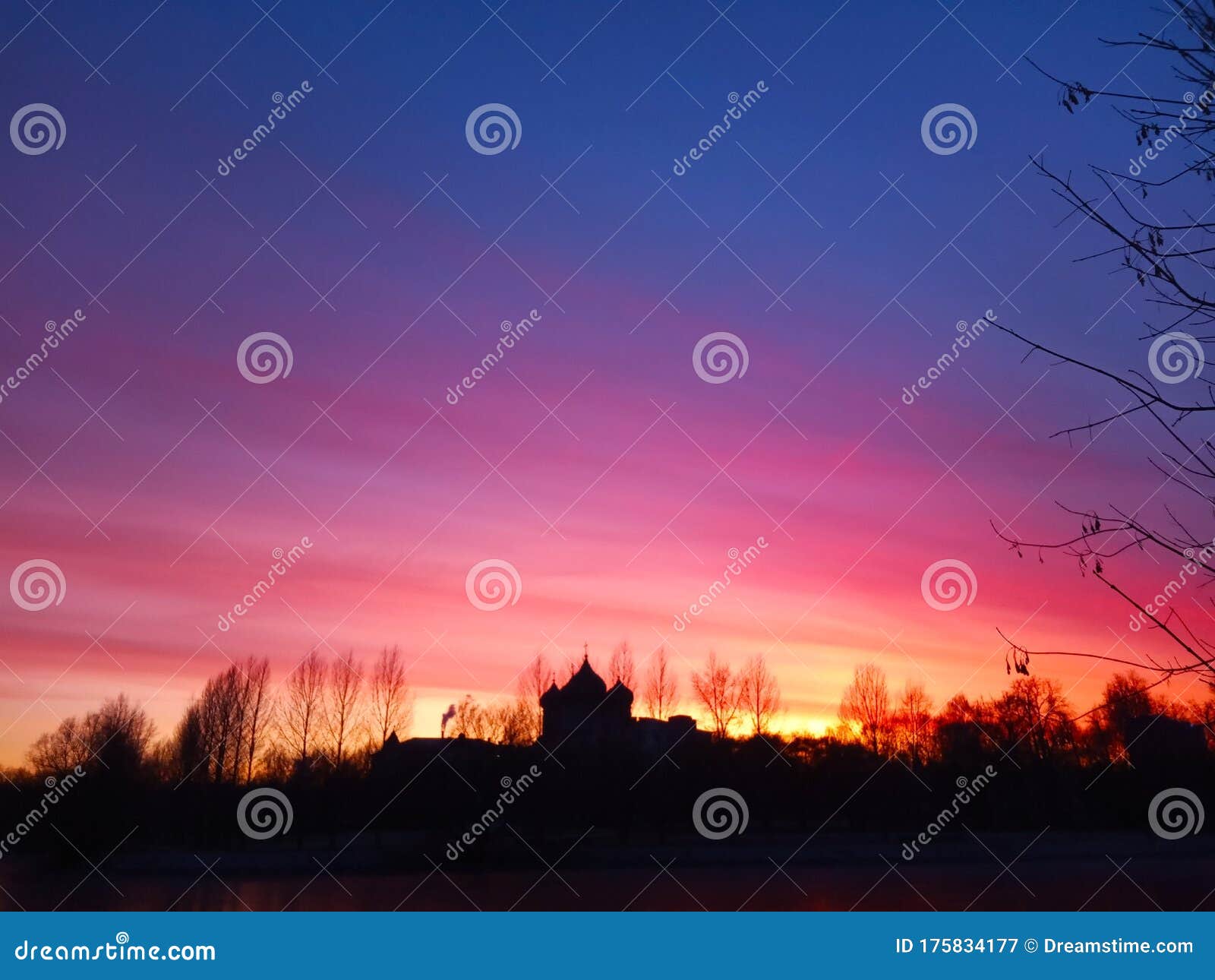 Water Sunset Temple Nature Izmailovo Stock Image - Image of moscow ...