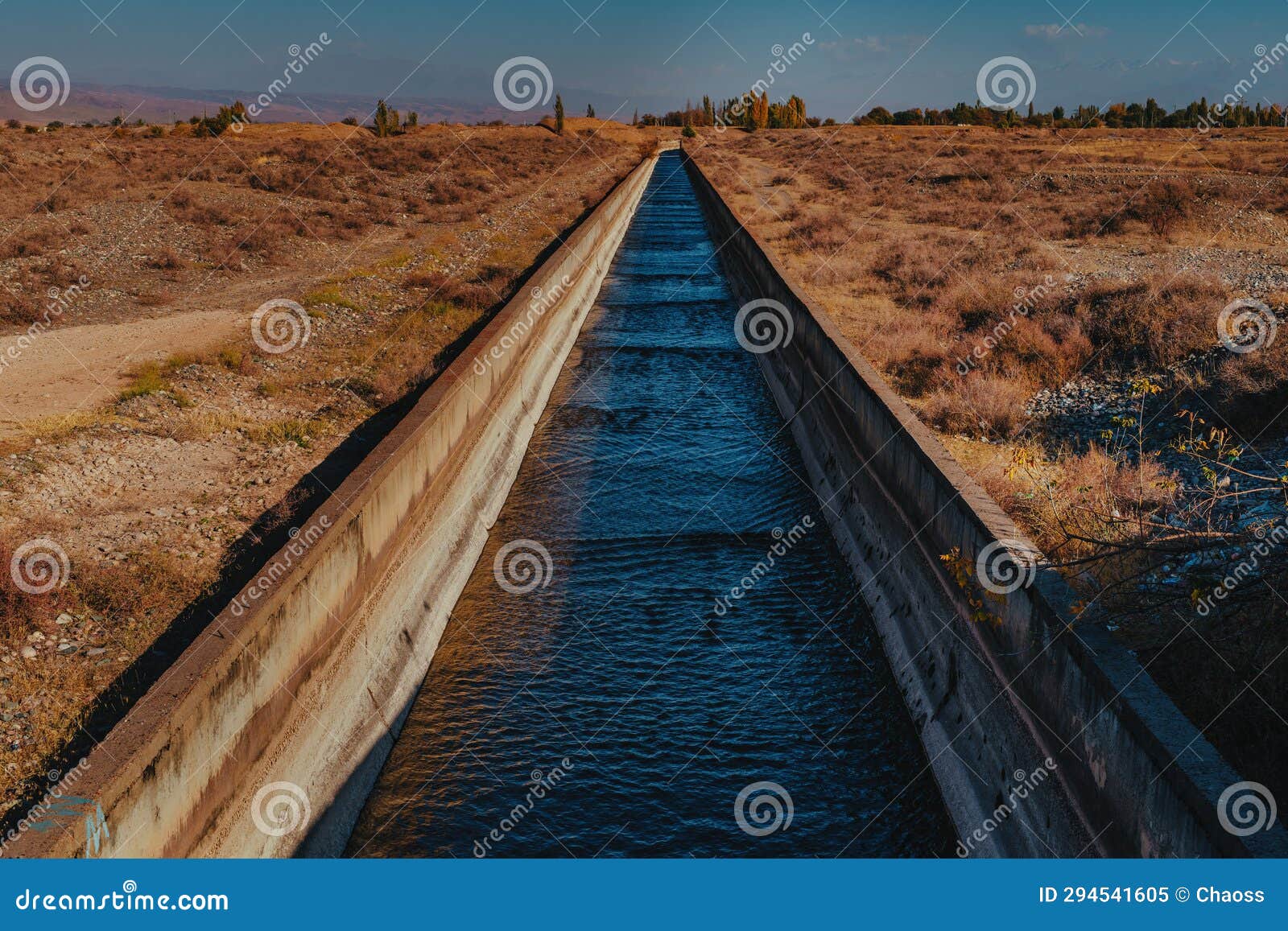 Water Supply Canal in Arid Desert Area Stock Image - Image of long ...