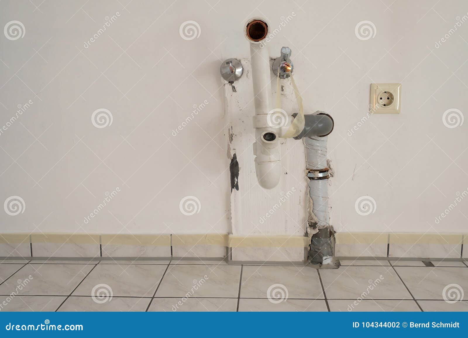 Water Supply and Drain with Tubes in a Kitchen Stock Photo - Image of ...