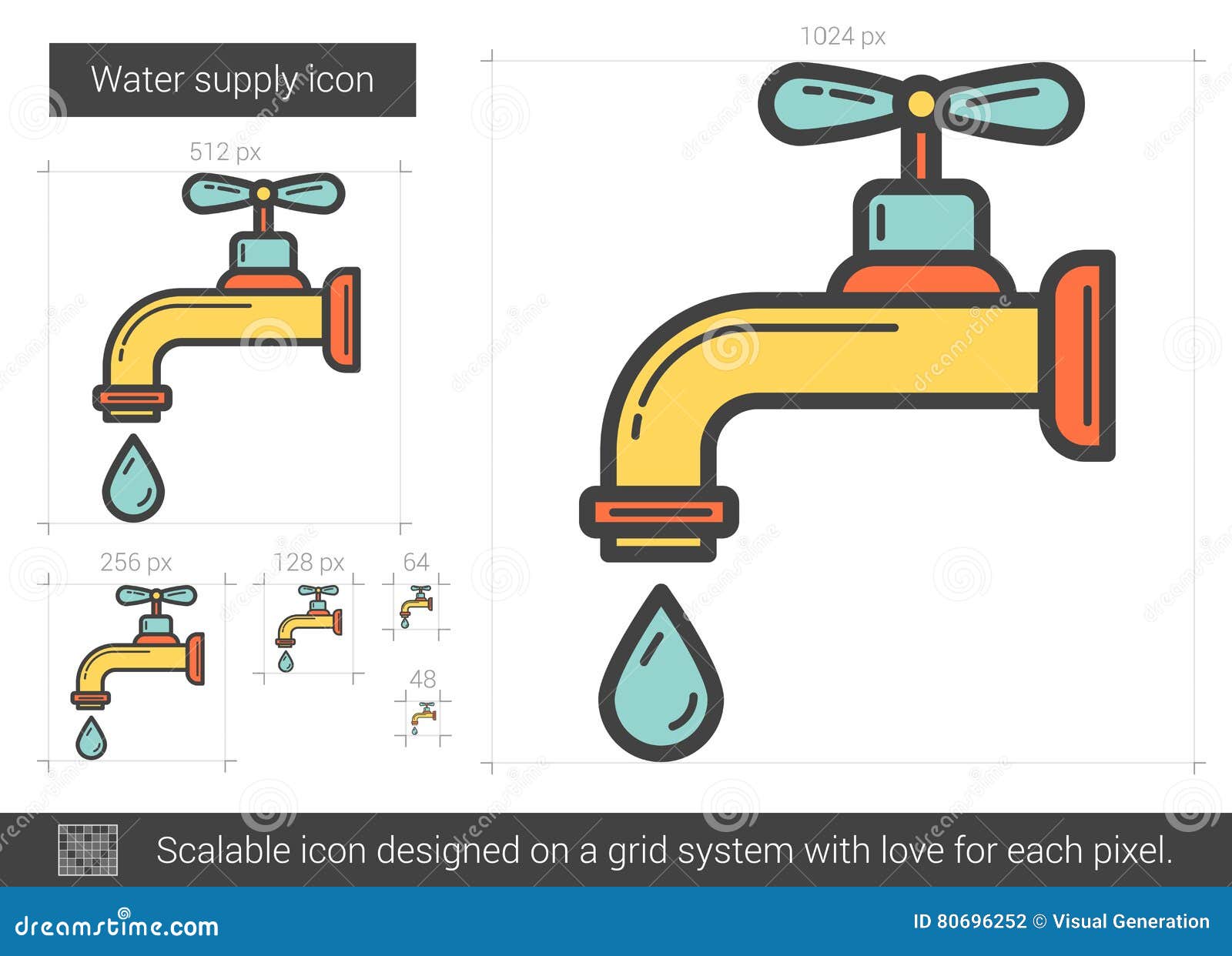 Water supply line icon. stock vector. Illustration of economize - 80696252