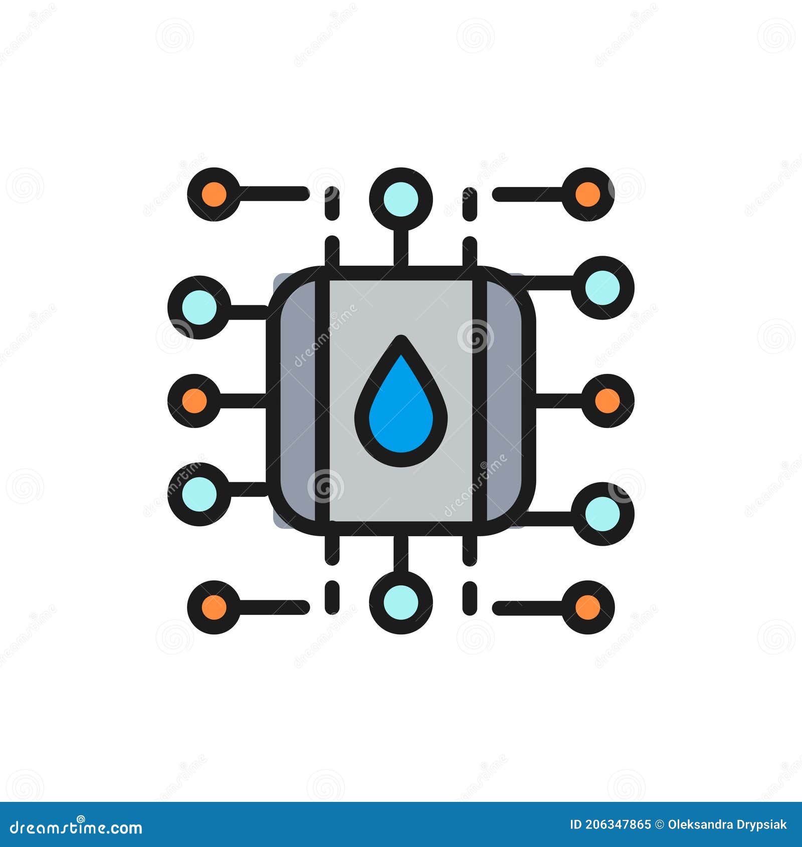 Water Supply and Purification System, Smart Filter System Scheme Color ...