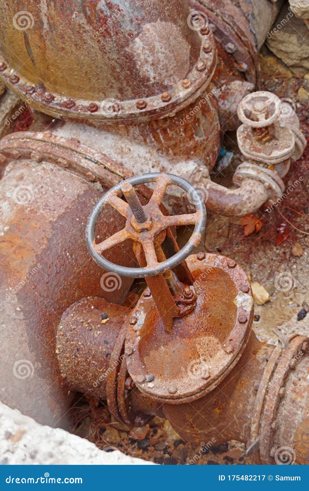 Water Supply System and Old Gate Valves Stock Image - Image of fitting ...