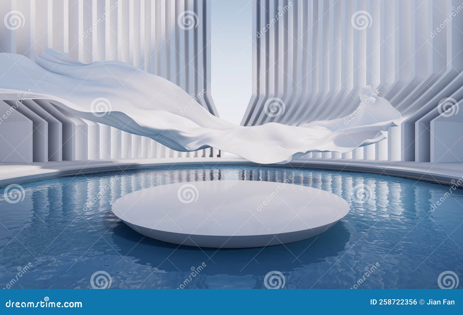 Water Surface with Creative Geometric Structure, 3d Rendering Stock ...
