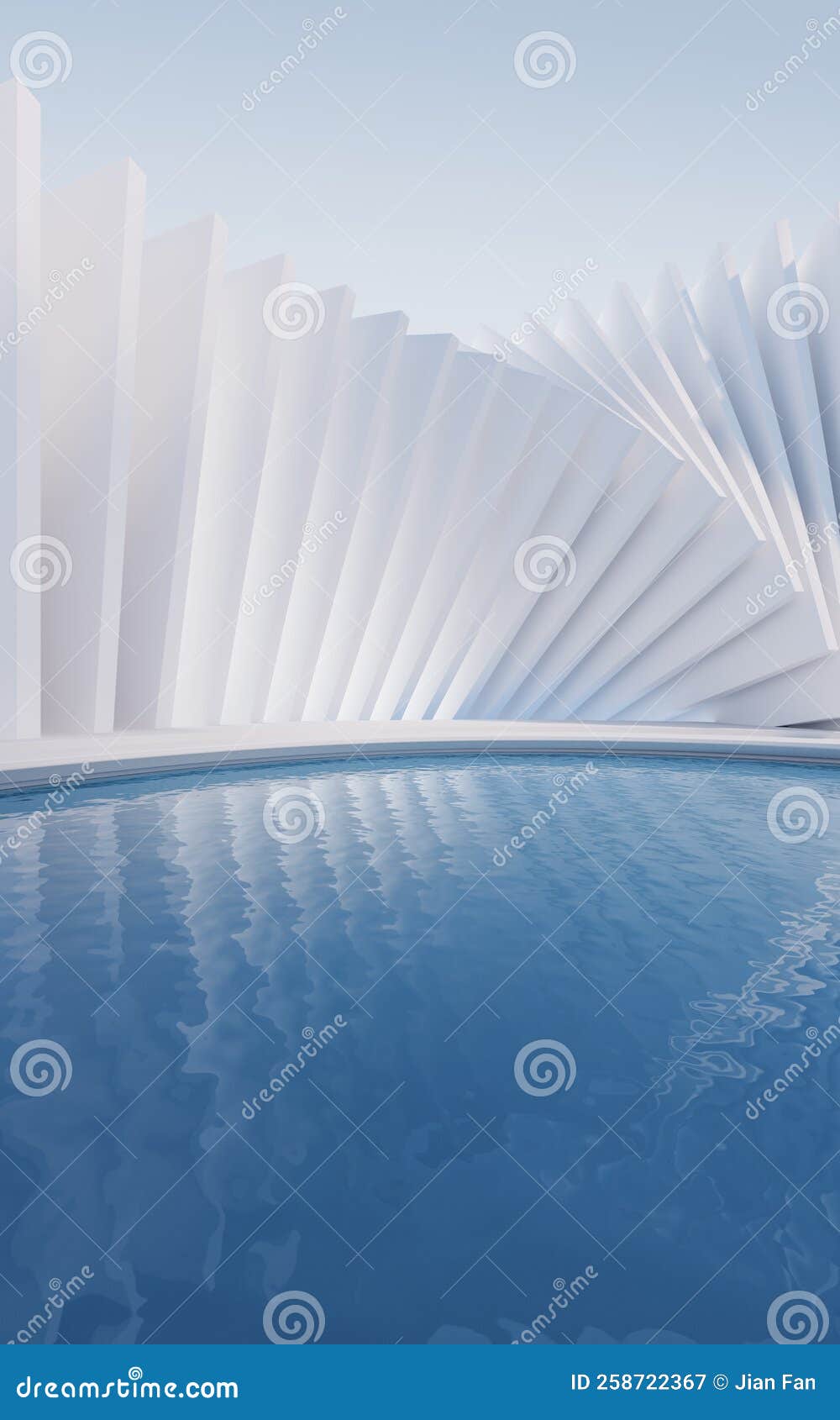 Water Surface with Creative Geometric Structure, 3d Rendering Stock ...