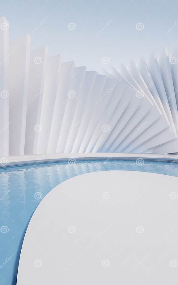 Water Surface with Creative Geometric Structure, 3d Rendering Stock ...