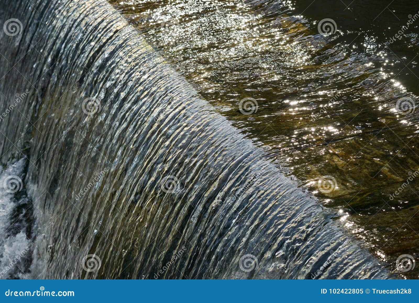 Water Surface Flow, Close Up of Waterfall on Sluice. Stock Image ...
